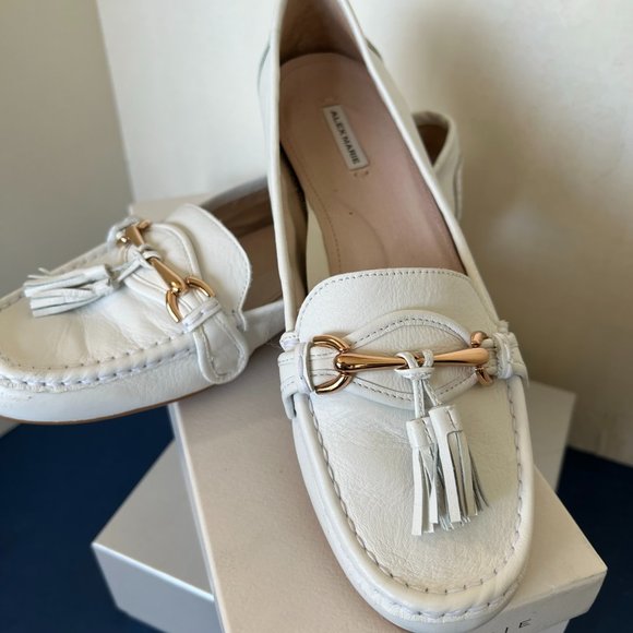 Alex Marie | Shoes | Alex Marie White Leather Penny Loafers | Poshmark
